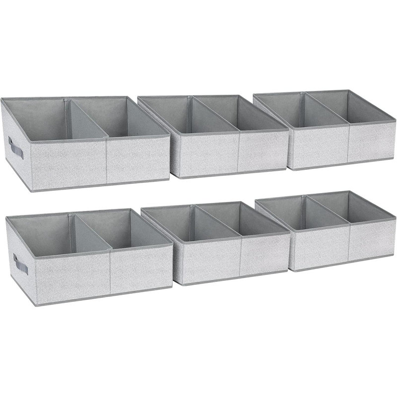 Rebrilliant Trapezoid Storage Bins for Clothes 6 Packs Closet Organizers and Storage Baskets Foldable Closet Baskets with Handles and Divider Closet Storage